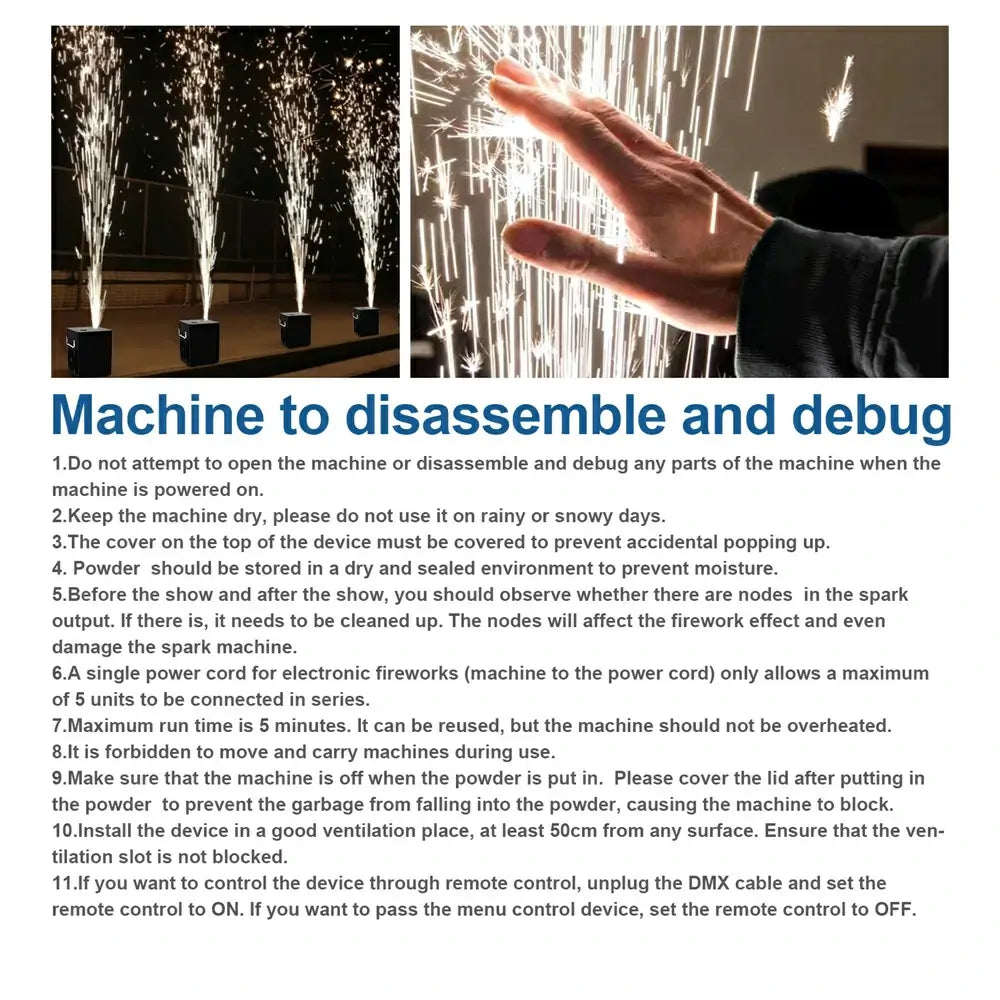 Cold Spark Machine Stage Equipment with Wireless Remote DMX Control ...